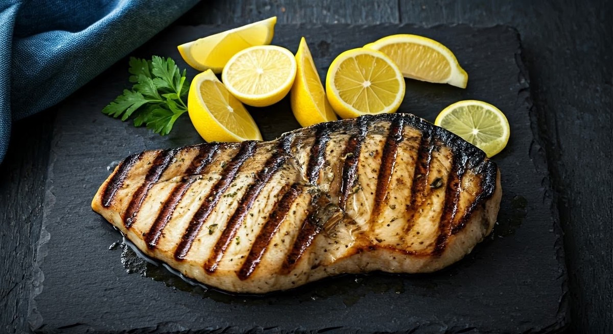 Grilled Swordfish Steaks with Lemon Herb Butter Recipe @ TotallyChefs