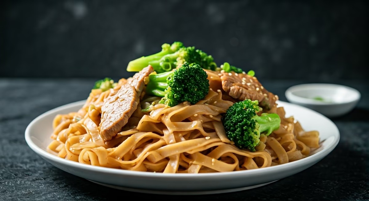 Wok-Tossed Pork Pad See Ew with Chinese Broccoli Recipe @ TotallyChefs